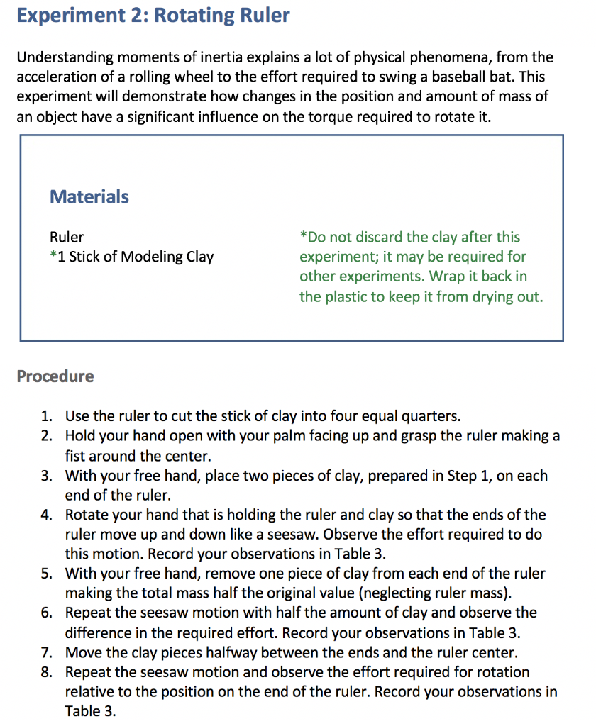 Solved Experiment 2: Rotating Ruler Understanding moments of | Chegg.com