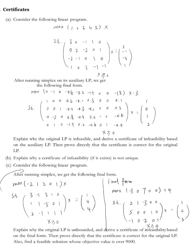 (a) Consider the following linear program. | Chegg.com