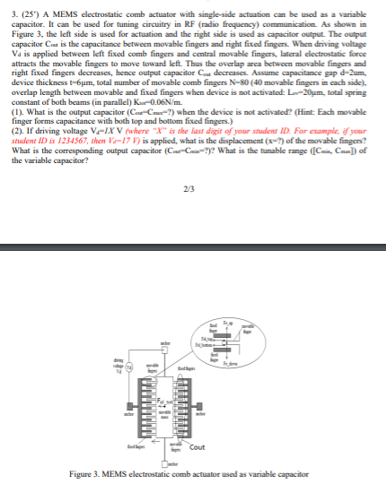 3 25 A Mems Electrostatic Comb Actuator With