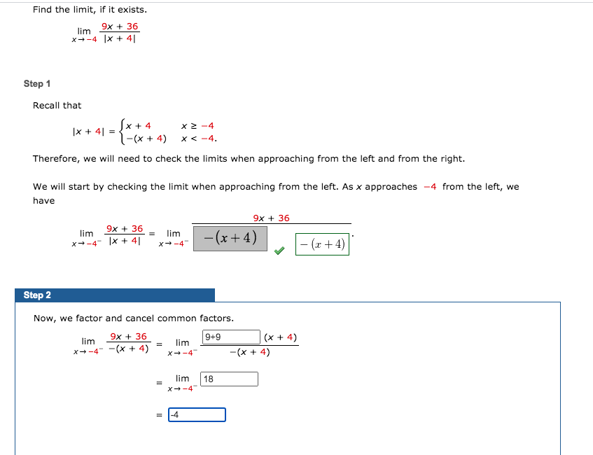 Solved Find The Limit If It Exists Lim X 4 9x 36 x Chegg