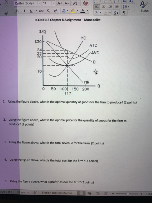 Solved Styles ECON2113 Chapter 8 Assignment-Monopolist $/Q | Chegg.com