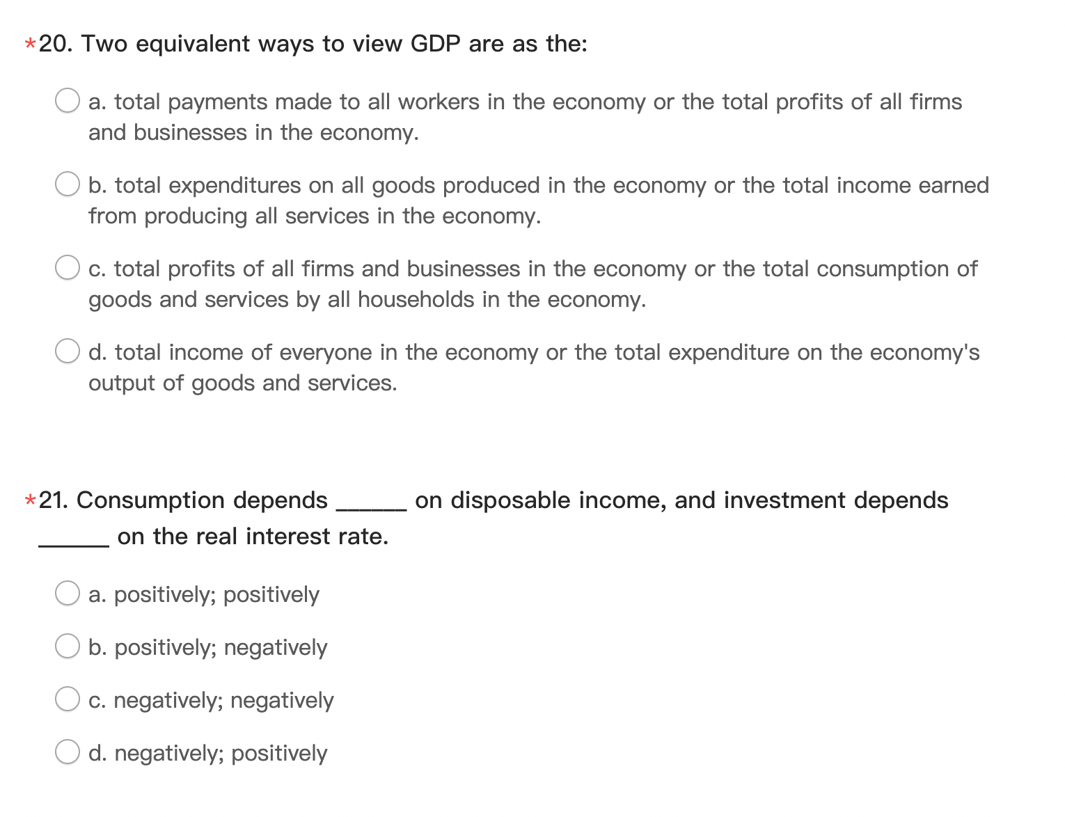 Solved *20. Two equivalent ways to view GDP are as the: a. | Chegg.com