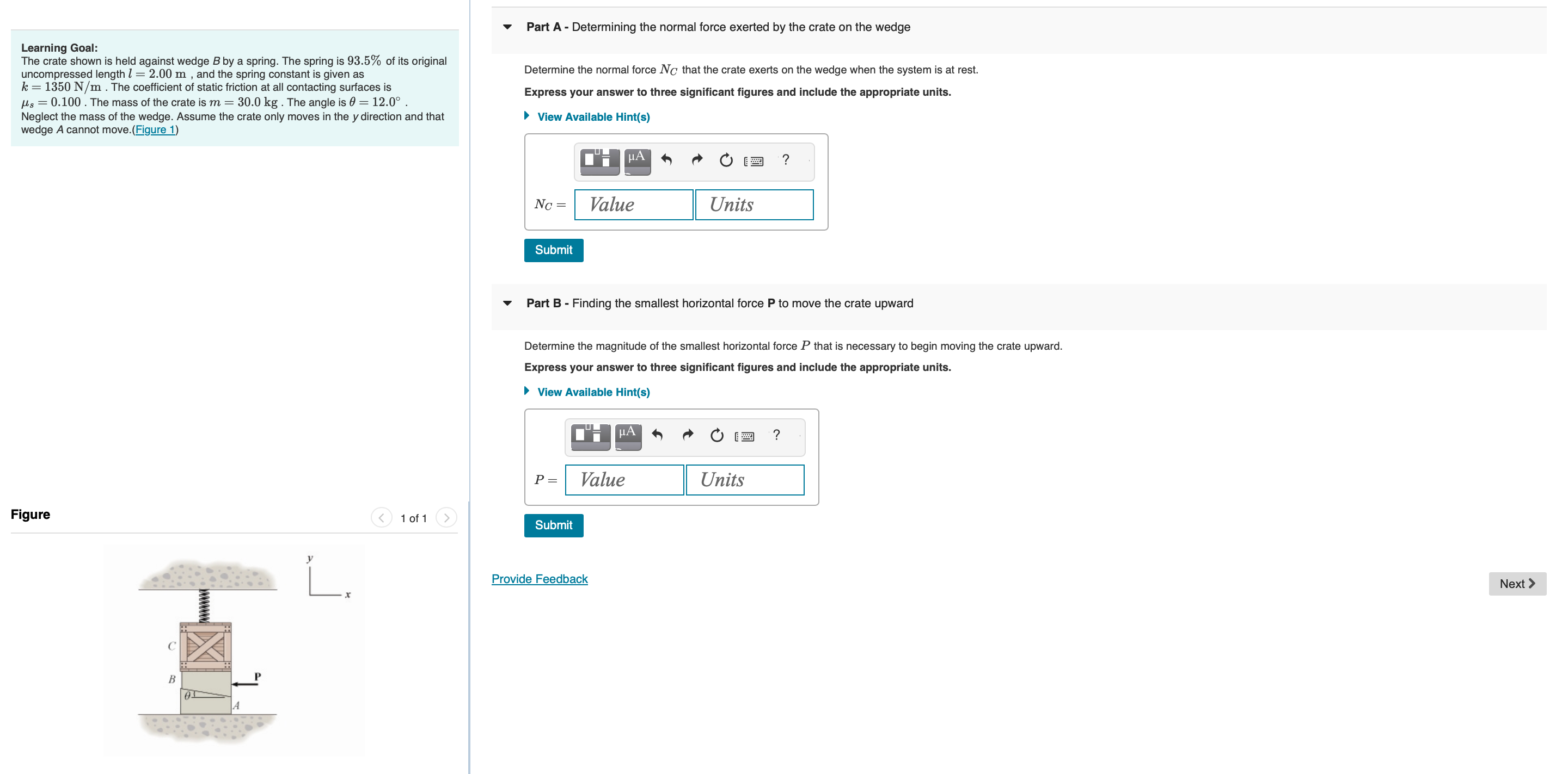 Solved Learning Goal: The crate shown is held against wedge | Chegg.com
