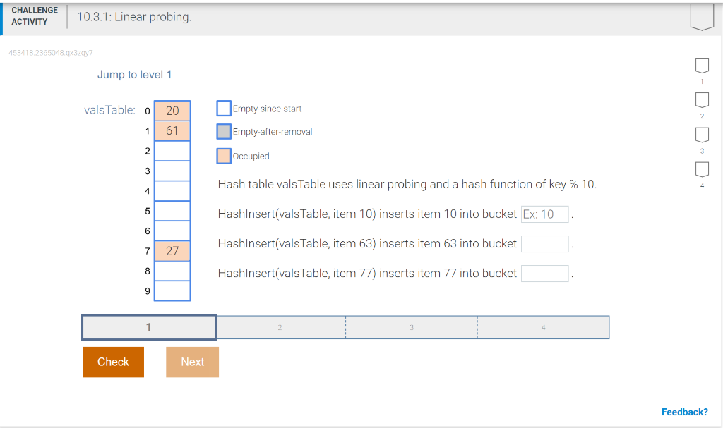 Solved CHALLENGE ACTIVITY 10.3.1: Linear probing. | Chegg.com