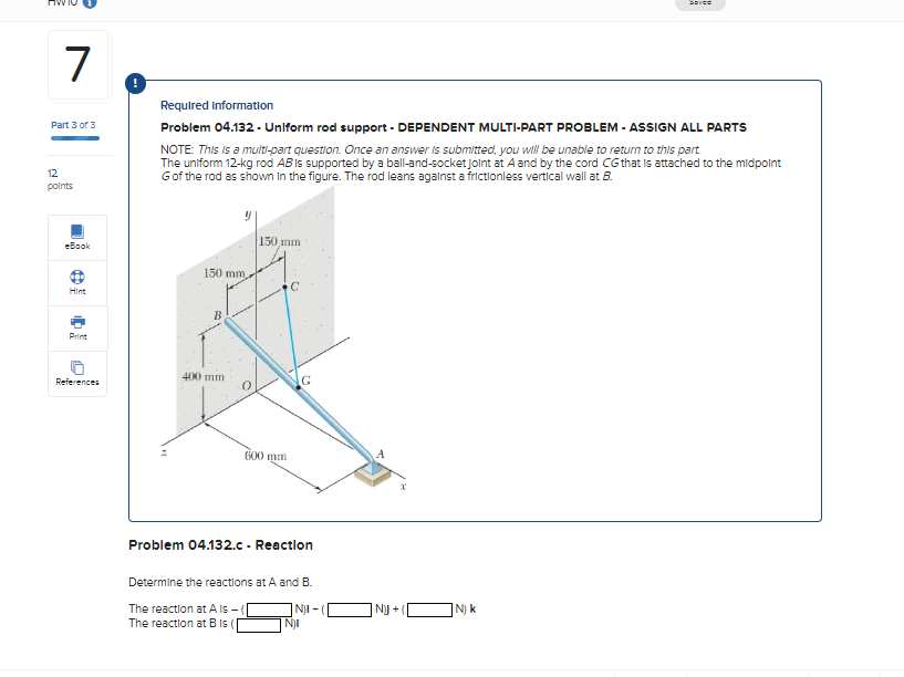Solved Required information Problem 04.132 - Unlform rod | Chegg.com