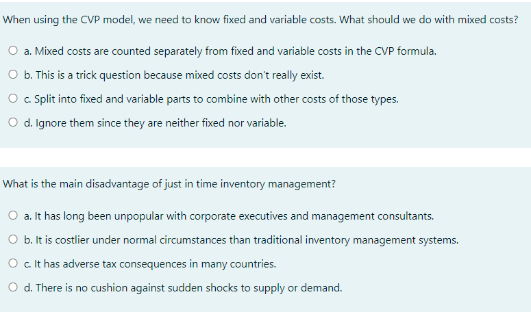 Solved When using the CVP model, we need to know fixed and | Chegg.com
