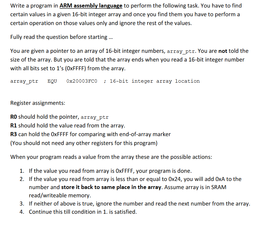 Solved Write a program in ARM assembly language to perform | Chegg.com