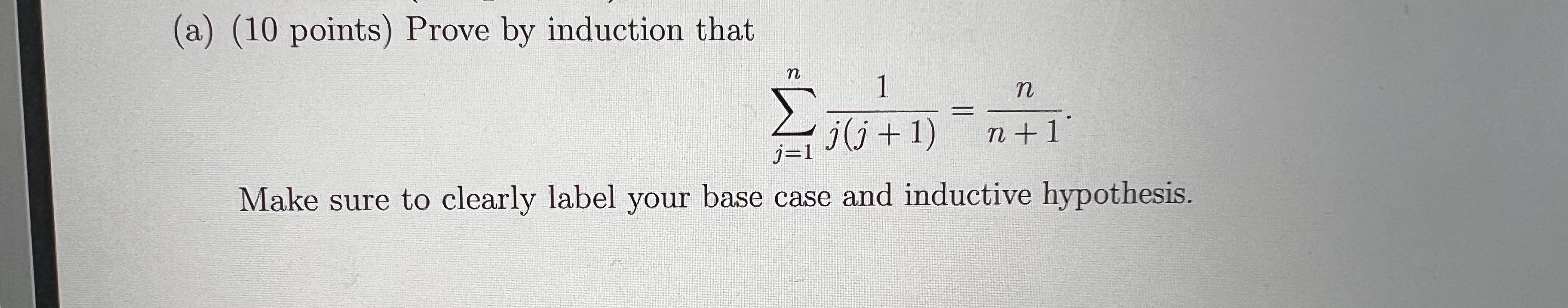 Solved (a) (10 points) Prove by induction that | Chegg.com
