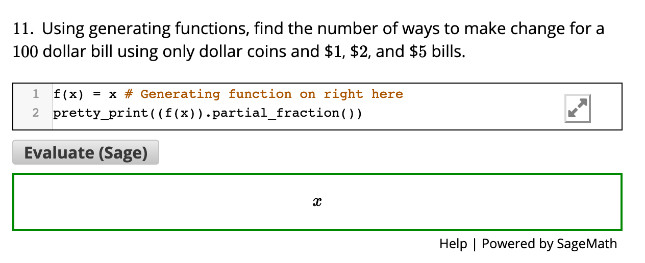 11. Using generating functions, find the number of | Chegg.com