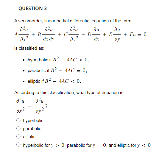 Solved A Secon Order Linear Partial Differential Equation