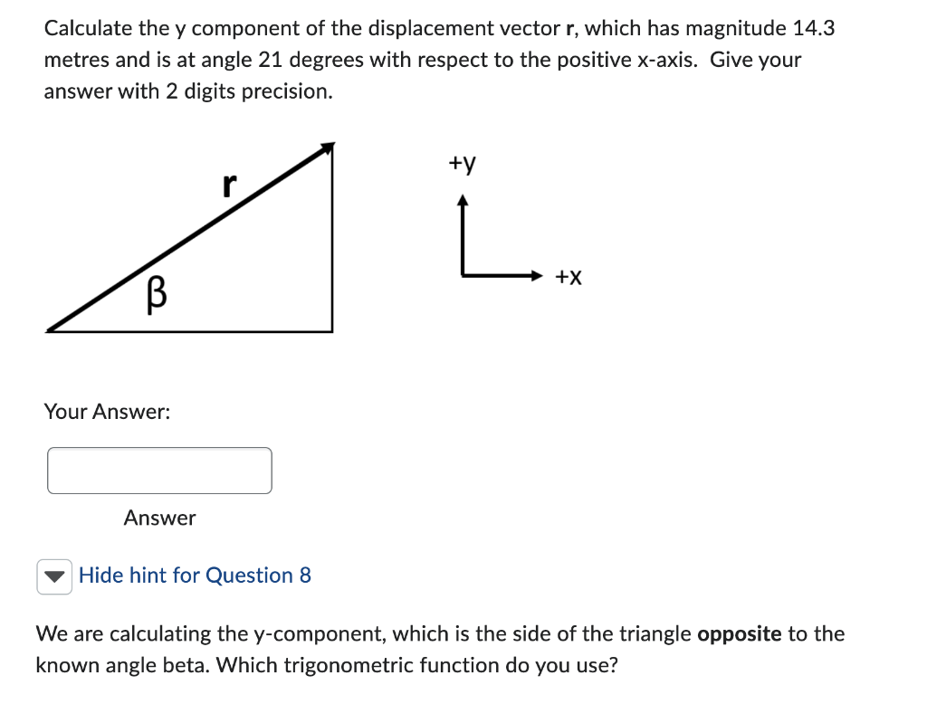 Solved Calculate the y component of the displacement vector | Chegg.com