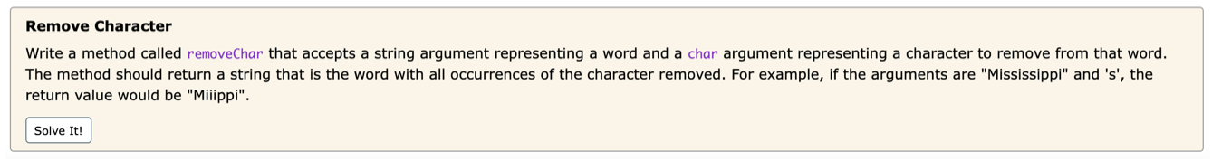 Solved Remove Character Write a method called removeChar | Chegg.com
