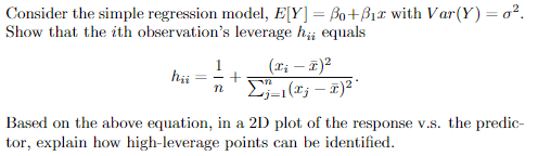 Consider the simple regression model, E[Y]=β0+β1x | Chegg.com