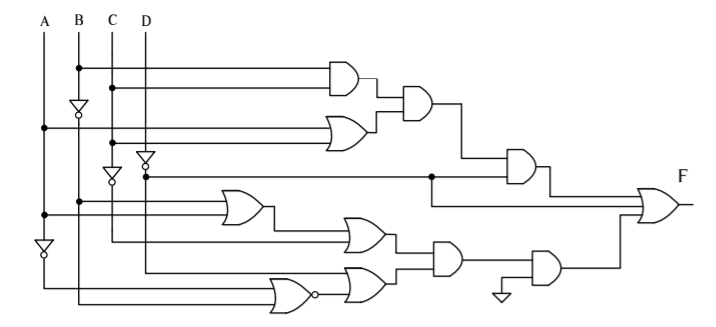 Solved Obtain the output function F (A, B, C, D) of the | Chegg.com