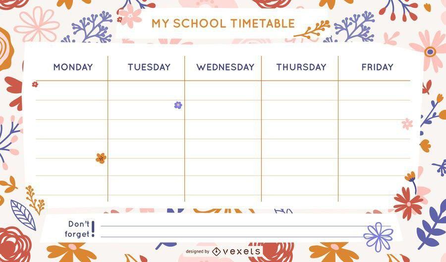 Solved MY SCHOOL TIMETABLE MONDAY TUESDAY WEDNESDAY THURSDAY | Chegg.com