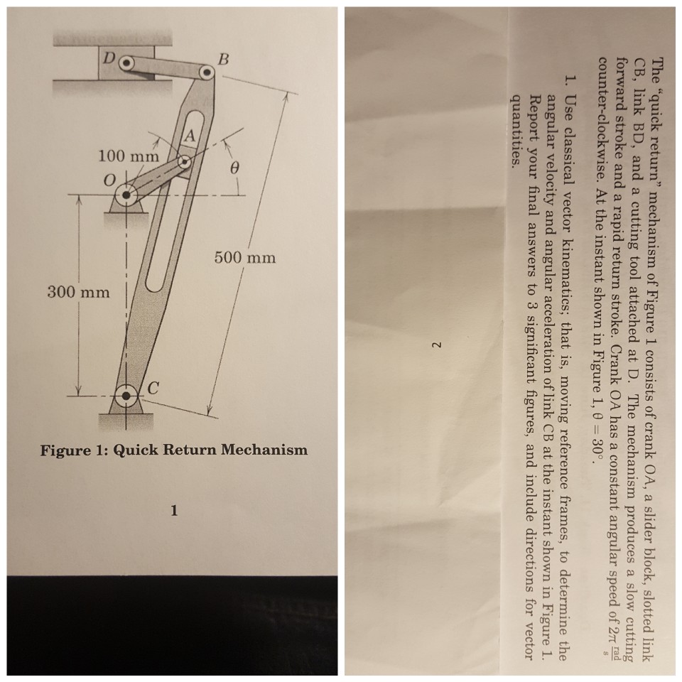 Solved The "quick return" mechanismof Figure 1 consists of | Chegg.com