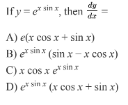 Solved If y=exsinx, ﻿then | Chegg.com