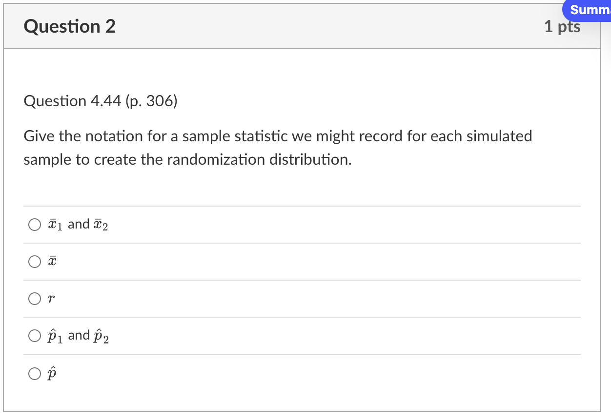 Give the notation for a sample statistic we might | Chegg.com