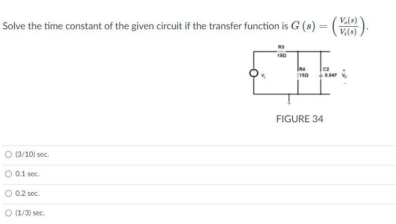 Solved Solve the time constant of the given circuit if the | Chegg.com