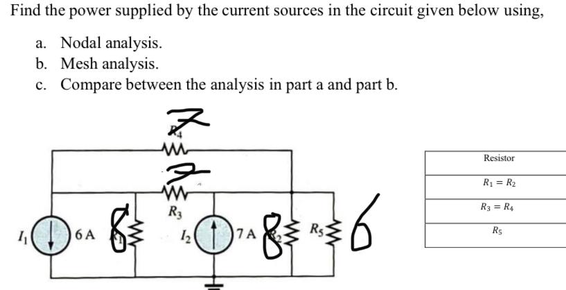 Solved Find the power supplied by the current sources in the | Chegg.com