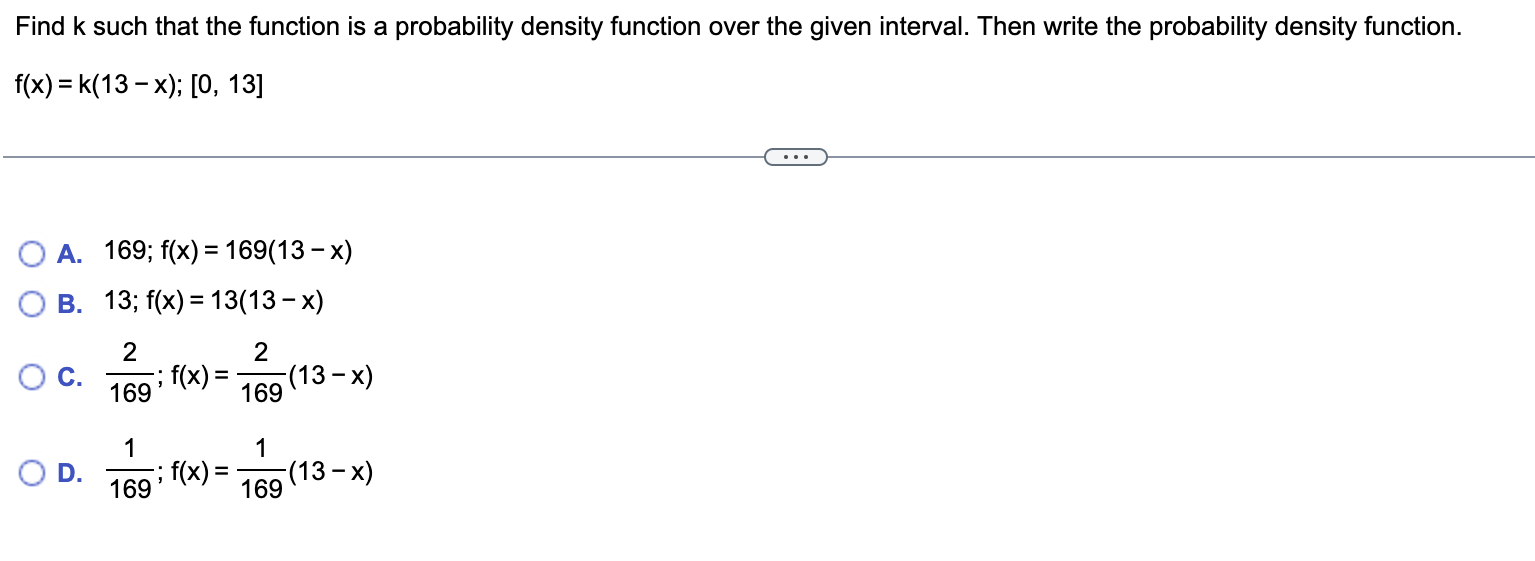 Solved Find k such that the function is a probability | Chegg.com