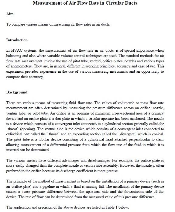 Solved Formal report Use pitot-static tube readings as | Chegg.com