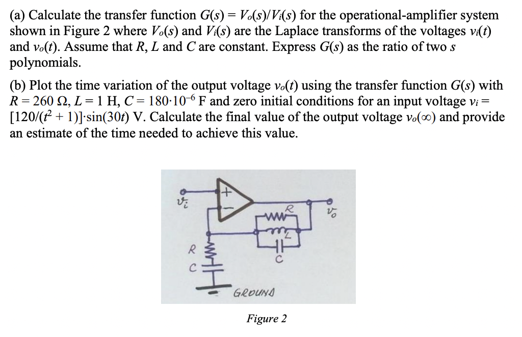 Solved (a) Calculate the transfer function G(s)=Vo(s)/Vi(s) | Chegg.com