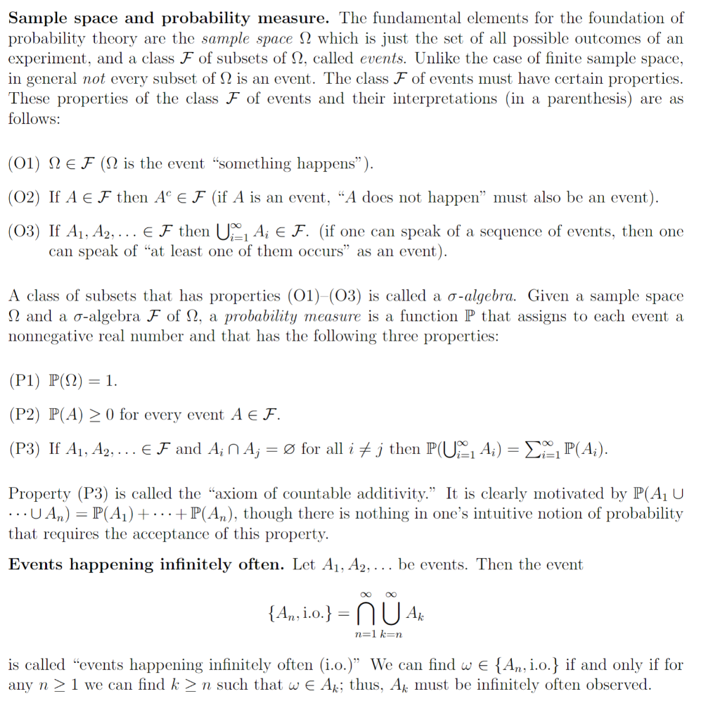 Solved Sample space and probability measure. The fundamental | Chegg.com