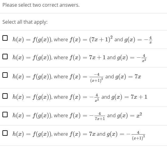 Solved Question Given the function h(x) below, select the | Chegg.com