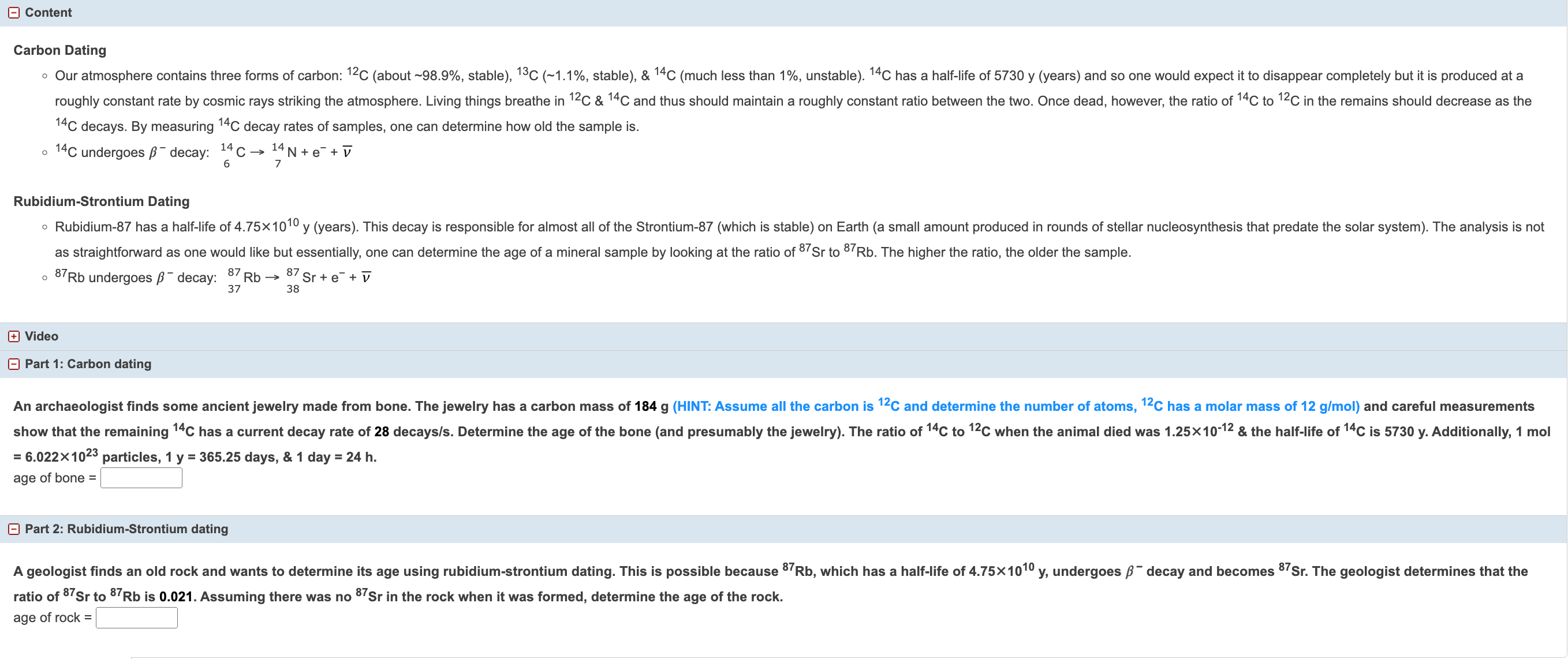 Solved Carbon Dating 14C decays. By measuring 14C decay | Chegg.com