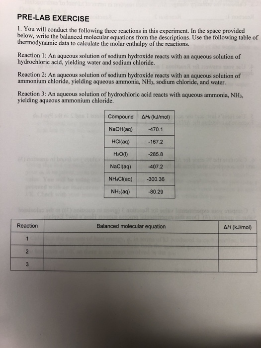Solved PRE-LAB EXERCISE 1. You will conduct the following | Chegg.com