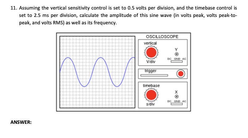 Solved 11. Assuming the vertical sensitivity control is set | Chegg.com