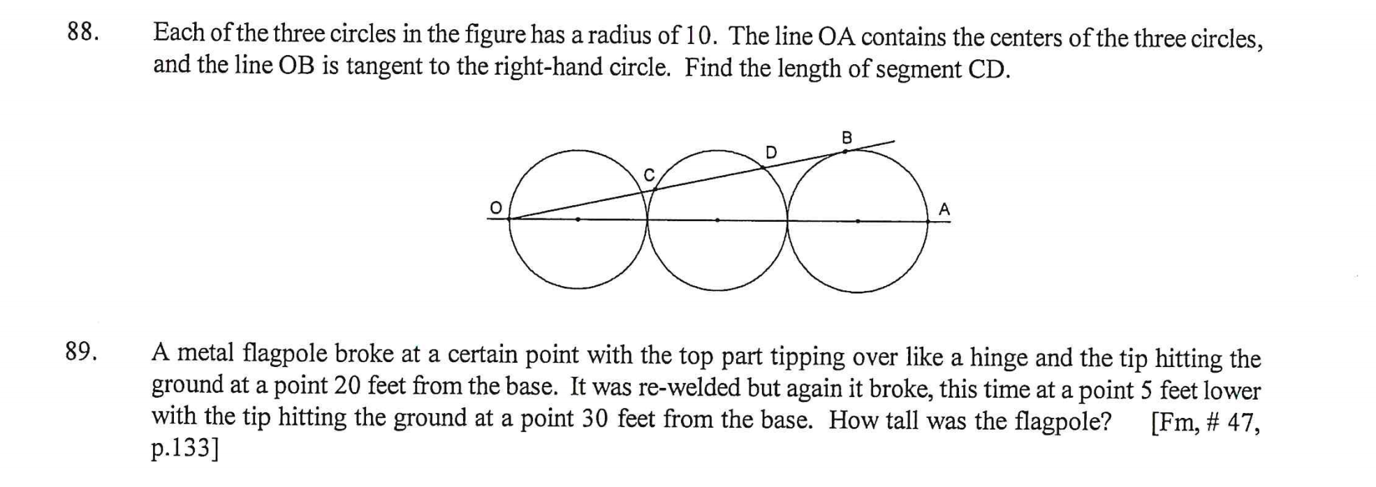Solved 88. Each of the three circles in the figure has a | Chegg.com