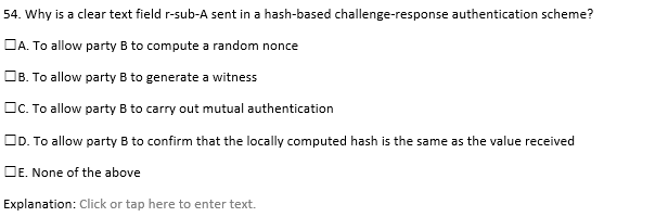 Solved 54. Why is a clear text field r-sub-A sent in a | Chegg.com