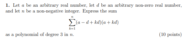 Solved 1 Let A Be An Arbitrary Real Number Let D Be An 