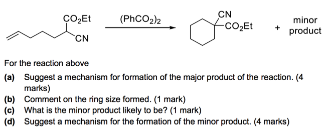 Solved For the reaction above (CH2CH2CH2CH2CH2CHCO2EtCN + | Chegg.com