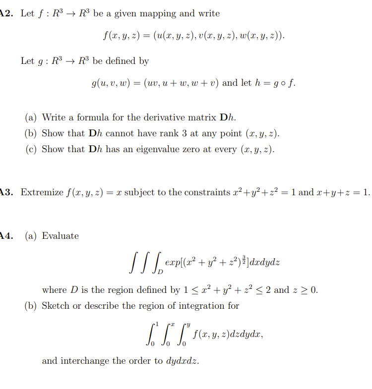 Solved A2. ﻿Let f:R3→R3 be ﻿a given mapping and | Chegg.com