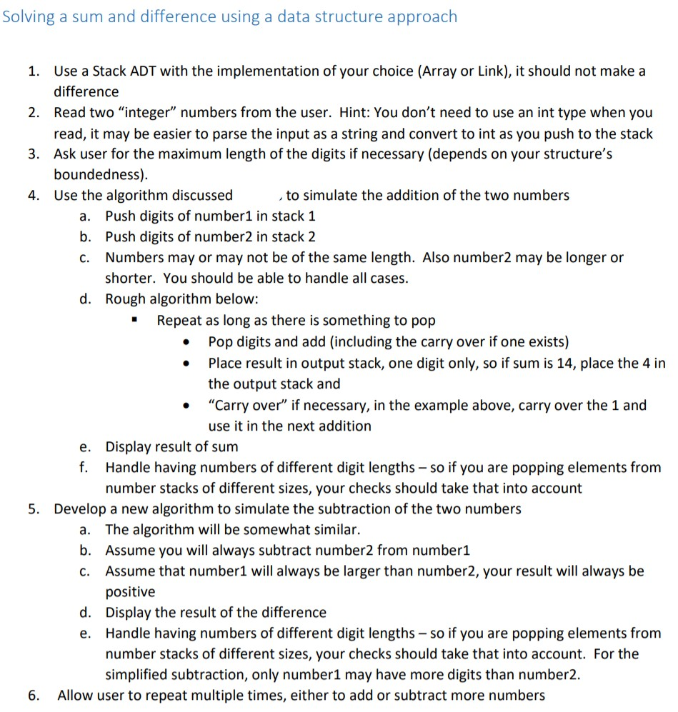 Solving Sum Difference Using Data Structure Approach Use Stack Adt ...