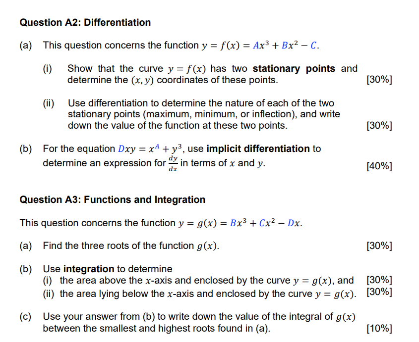 Solved Question A1: Functions (a) Find the values 1. [20%] | Chegg.com