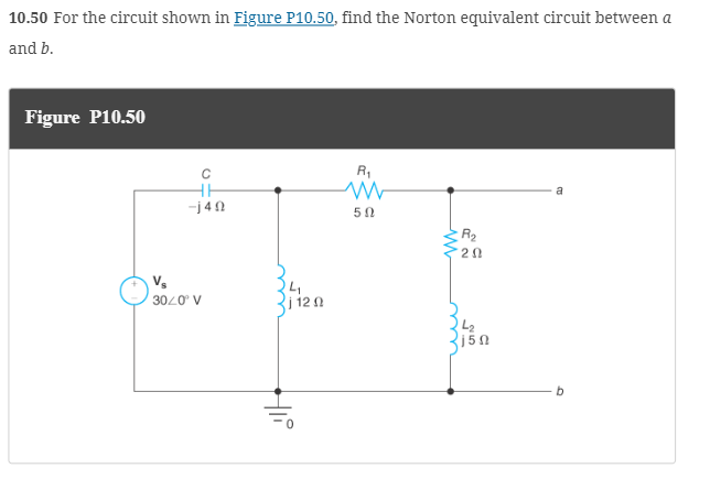 Solved 10.50 ﻿For the circuit shown in Figure P10.50, ﻿find | Chegg.com
