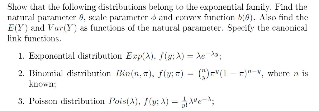 Solved Show that the following distributions belong to the | Chegg.com