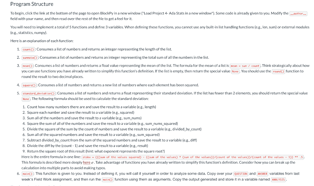 Solved Program Structure author__ To begin, click the link | Chegg.com