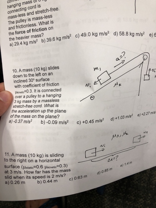 Solved corin hanging mass dl connecting cord is mass-less | Chegg.com