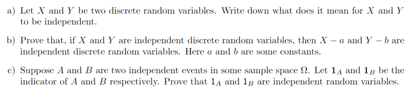 Solved a) Let X and Y be two discrete random variables. | Chegg.com