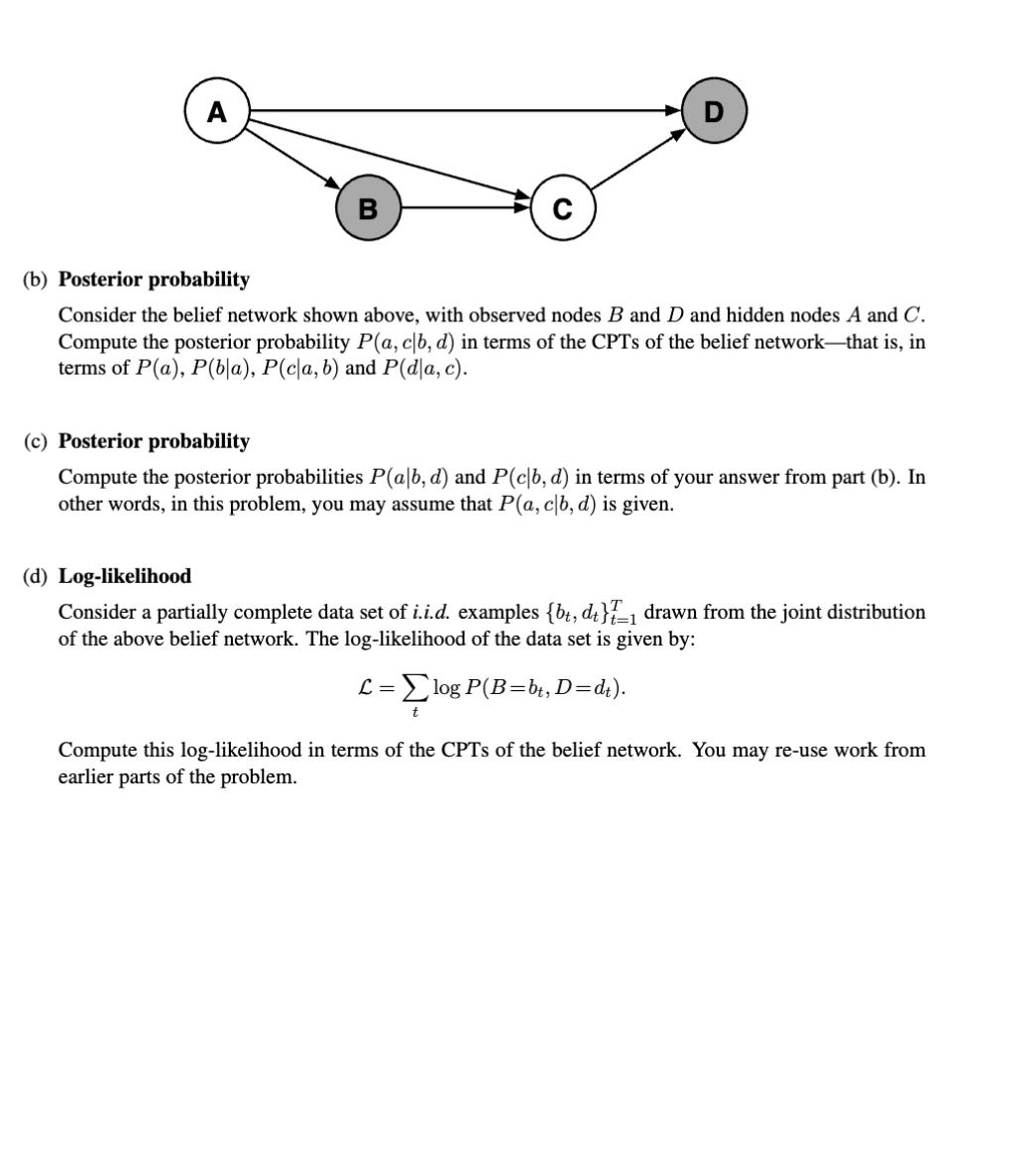 Solved (b) Posterior probability Consider the belief network | Chegg.com