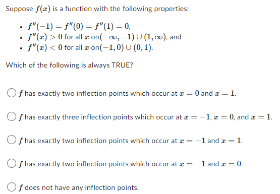 Solved Suppose f(x) is a function with the following | Chegg.com