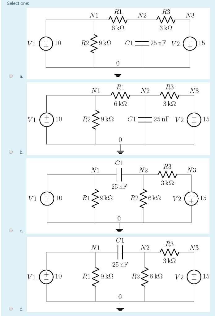 Solved Which of the choices represents the correct schematic | Chegg.com