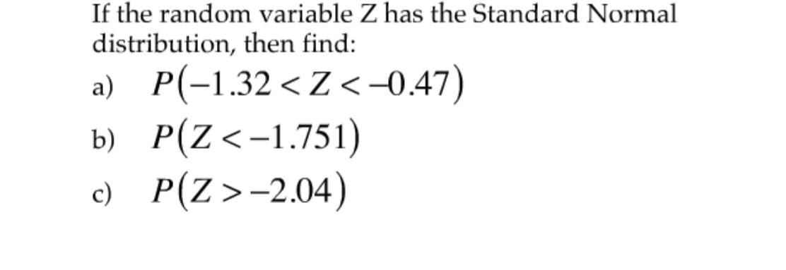 Solved If the random variable Z has the Standard Normal | Chegg.com