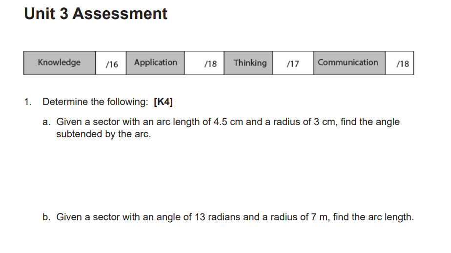Solved Unit 3 ﻿AssessmentDetermine the following: K4a. | Chegg.com