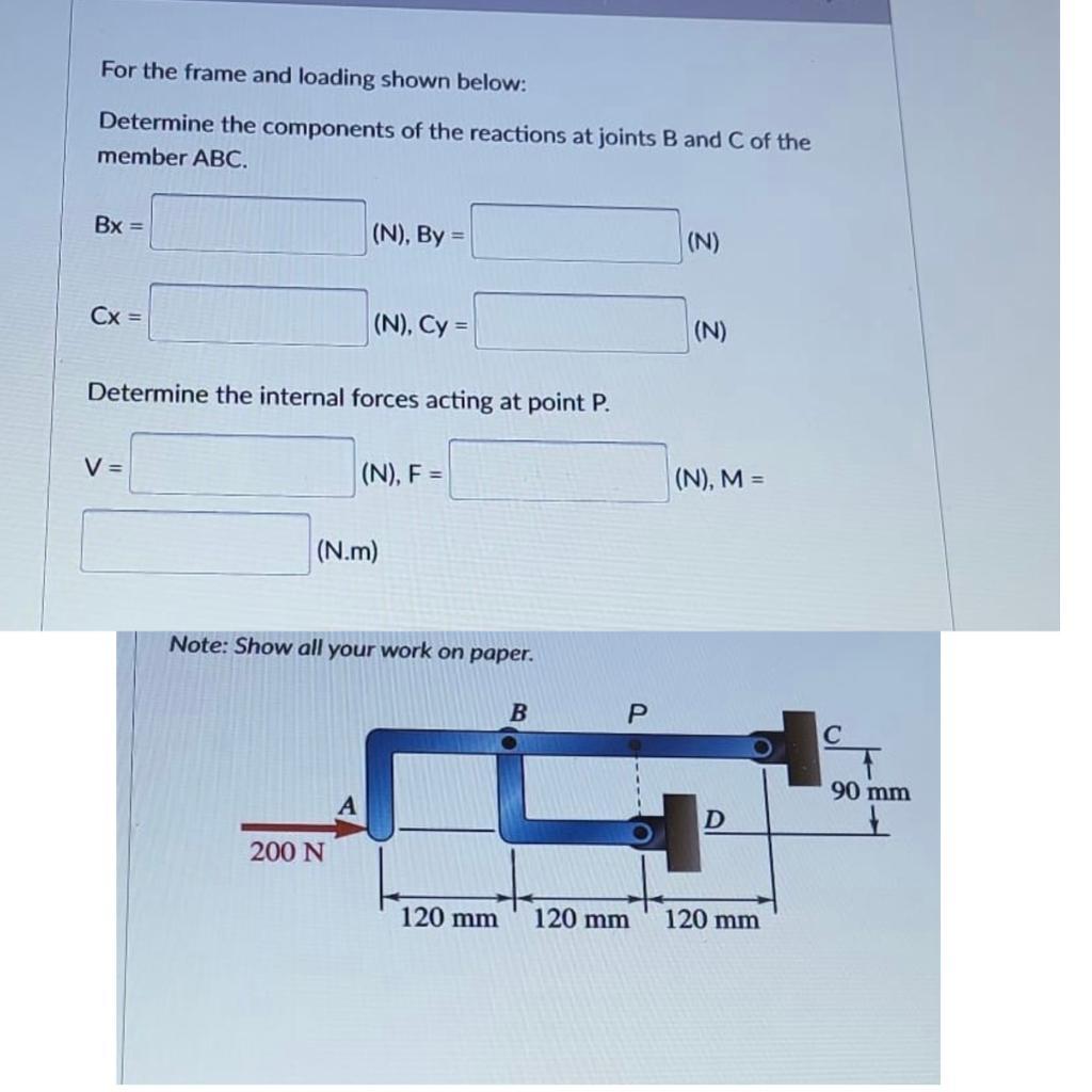 Solved For the frame and loading shown below: Determine the | Chegg.com
